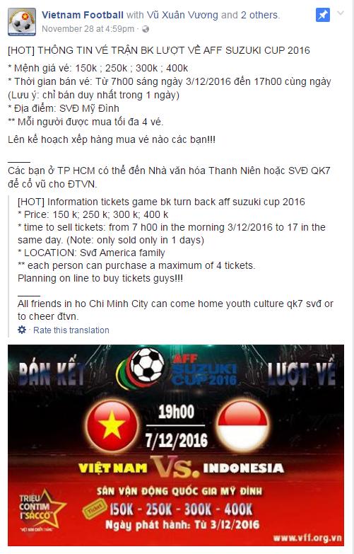 VFF Umumkan Secara Resmi Harga Tiket Vietnam vs Indonesia - INDOSPORT